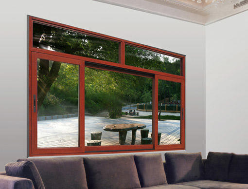 Exterior Large 3 Panel Aluminium Sliding Windows Wood Grain Support ...